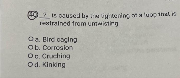 Solved (40)? is caused by the tightening of a loop that is | Chegg.com