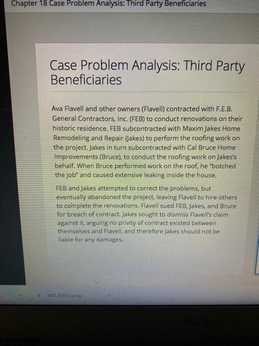 Chapter 18 Case Problem Analysis: Third Party | Chegg.com