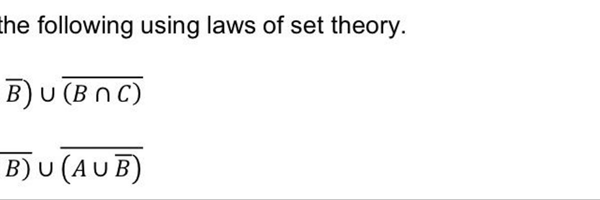 Solved helpthe following using laws of set | Chegg.com