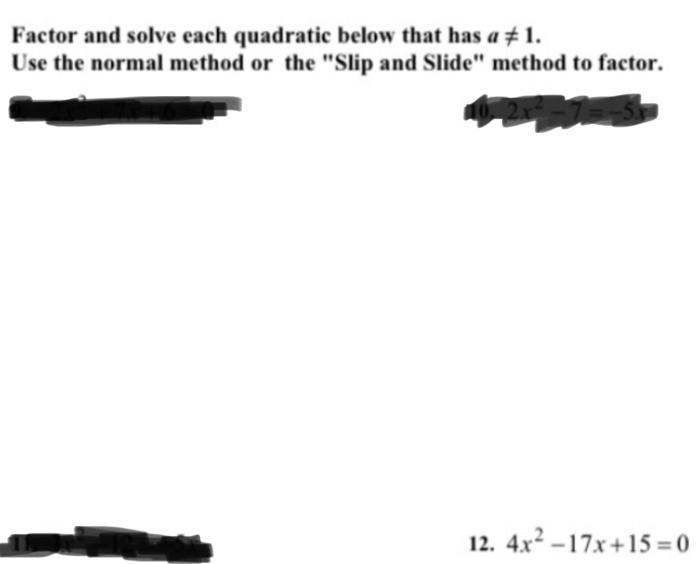 Solved Factor and solve each quadratic below that has a #1. | Chegg.com