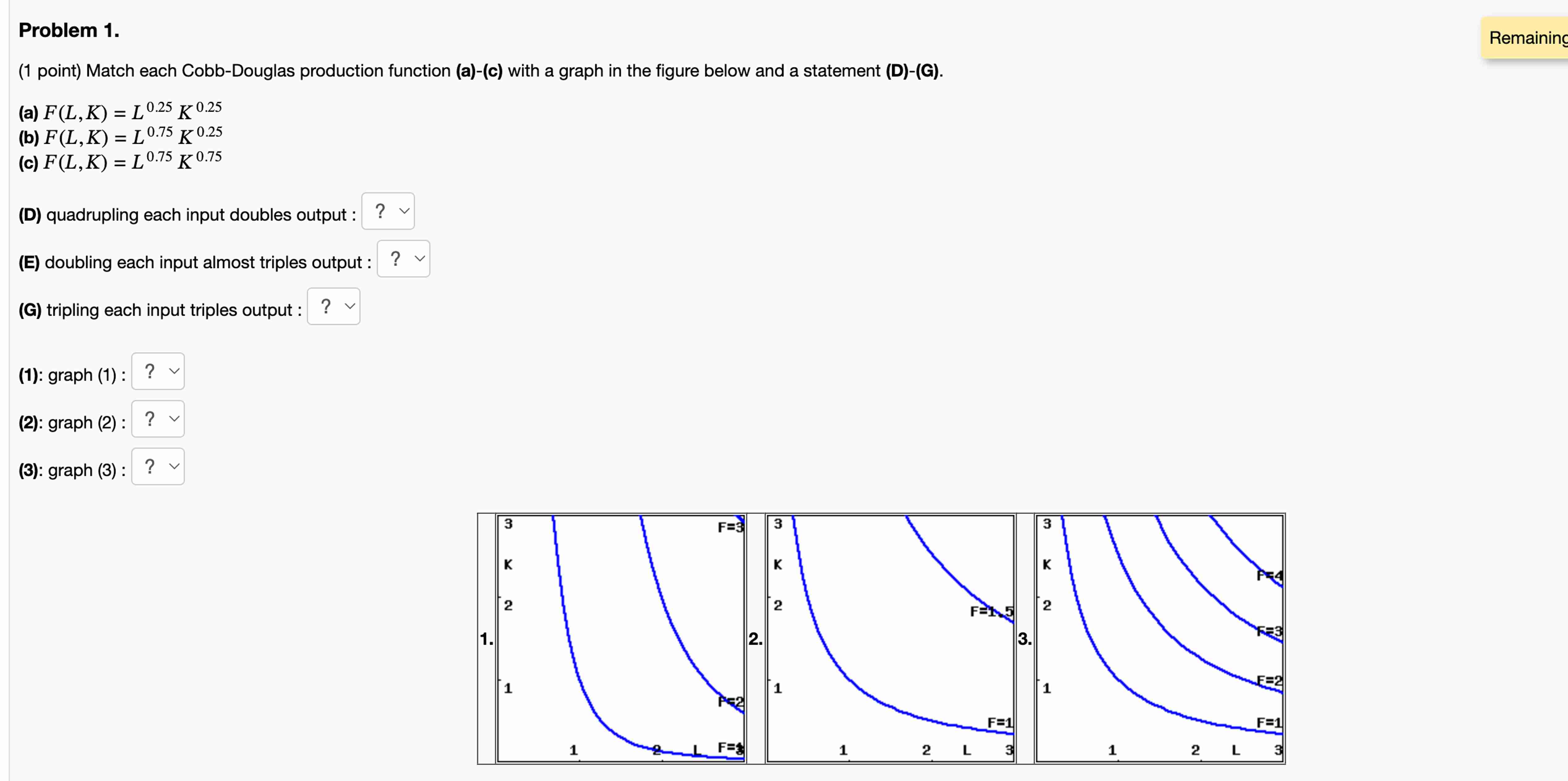 Solved Problem 1.Remaining(1 ﻿point) ﻿Match each | Chegg.com