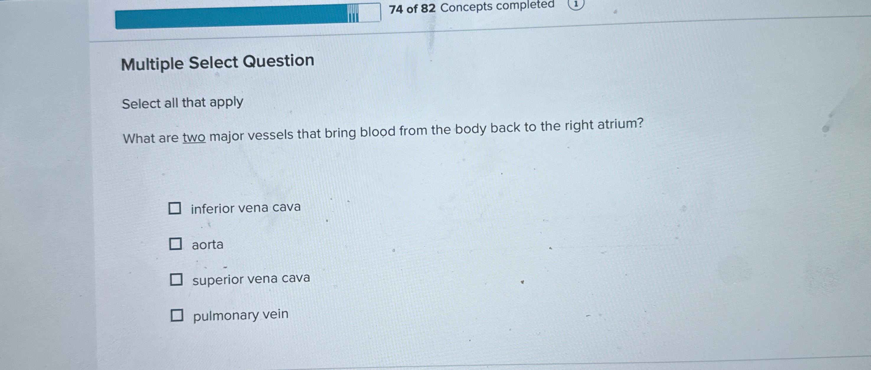 Solved 74 ﻿of 82 ﻿Concepts completedMultiple Select | Chegg.com
