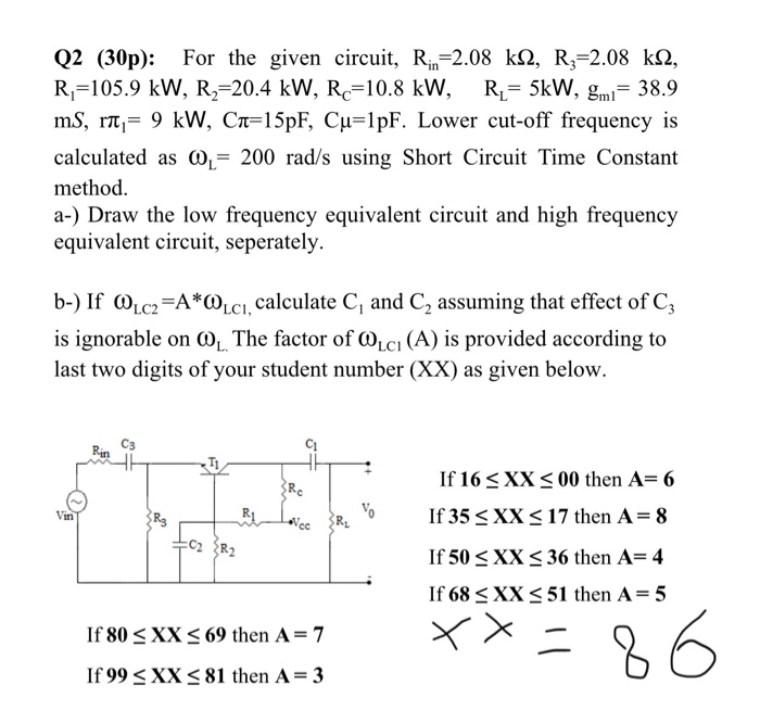 Solved Q2 (30p): For the given circuit, Rin=2.08 kN, Rz=2.08 | Chegg.com