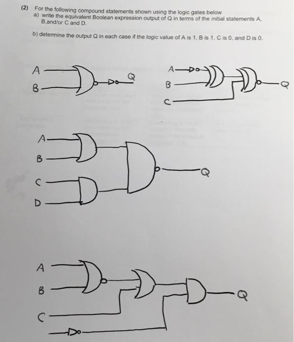 Solved (2) For the following compound statements shown using | Chegg.com