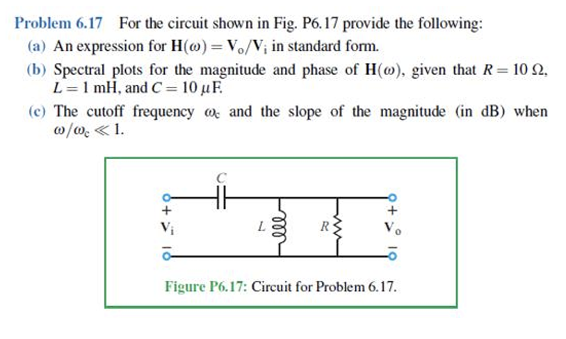 Solved Problem 6.17 ﻿For the circuit shown in Fig. P6.17 | Chegg.com