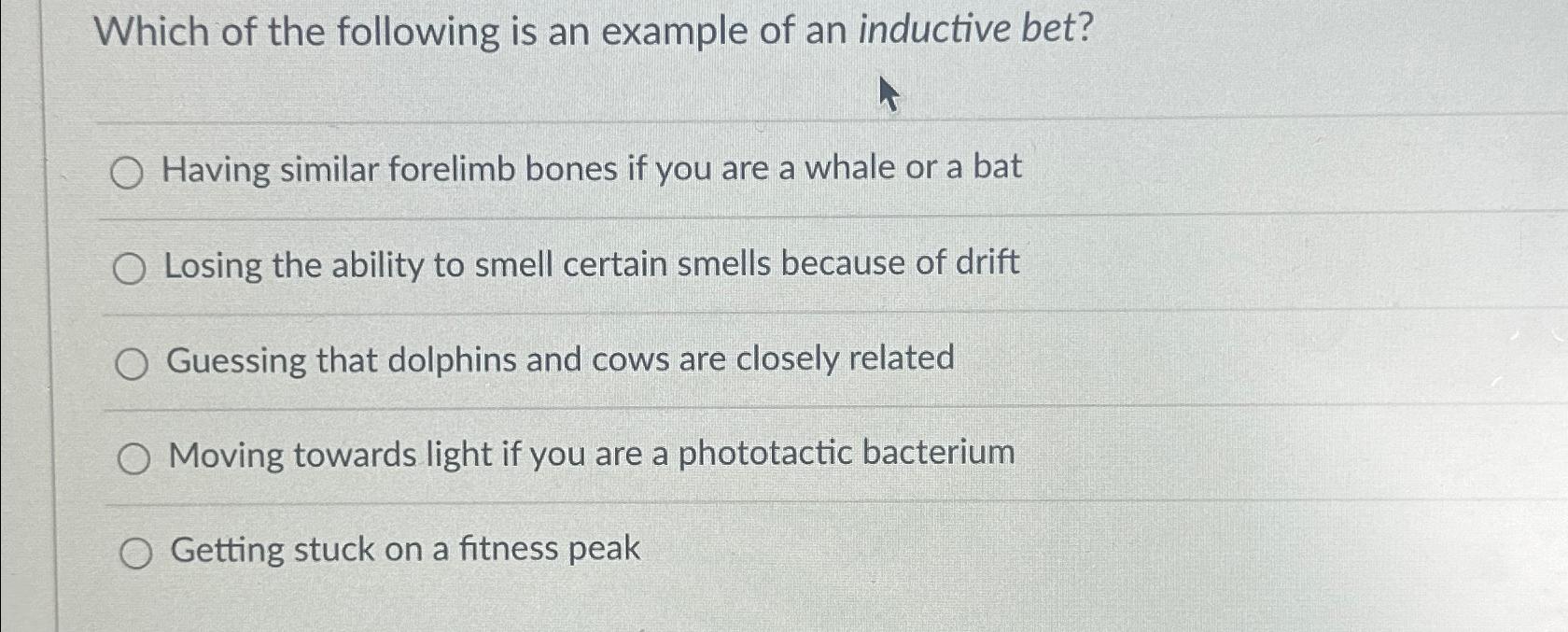 Solved Which of the following is an example of an inductive | Chegg.com