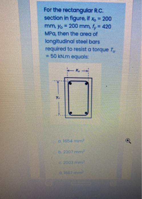 Solved For the rectangular R.C. section in figure, if Xo = | Chegg.com
