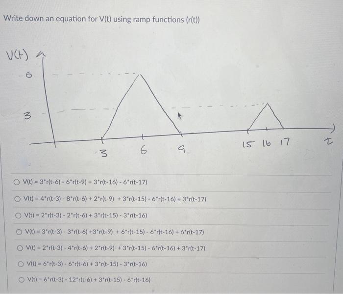 Solved Write down an equation for V(t) using ramp functions | Chegg.com
