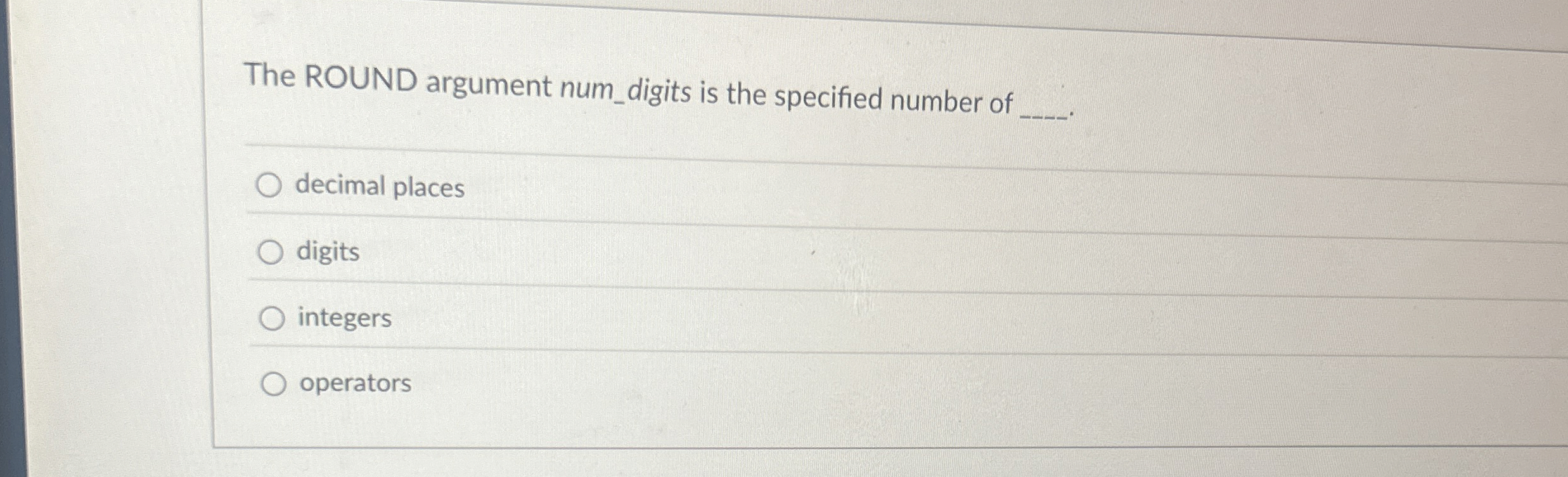 Solved The ROUND argument num_digits is the specified number | Chegg.com