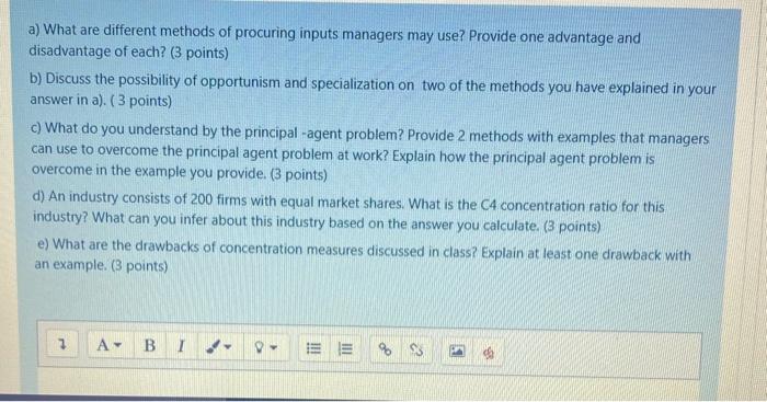 Solved a) What are different methods of procuring inputs | Chegg.com