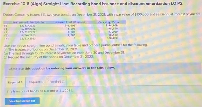 Solved Exercise 10-6 (Algo) Straight-Line: Recording bond | Chegg.com