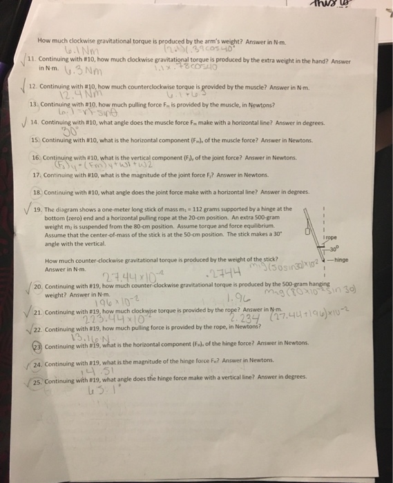 Solved 10. The diagram shows a model of a stationary human | Chegg.com