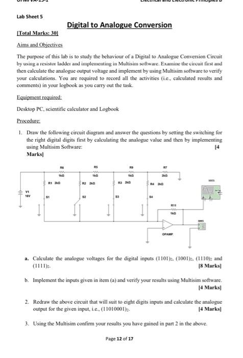 Solved Lab Sheet 5 Digital to Analogue Conversion Total | Chegg.com
