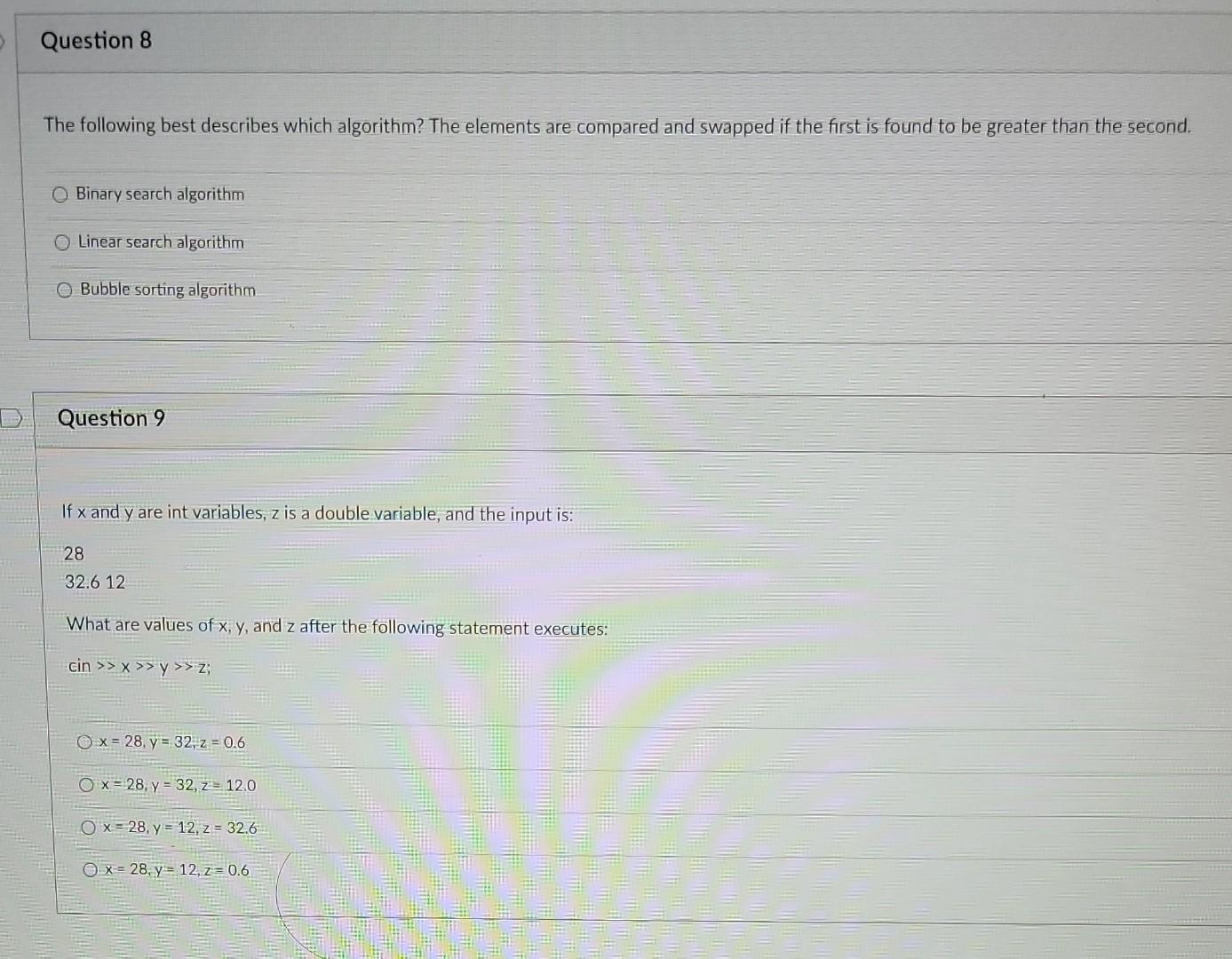Solved The Following Best Describes Which Algorithm The Chegg