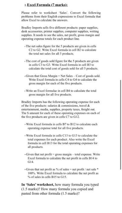 Solved please , write the formula's instead of answers in | Chegg.com