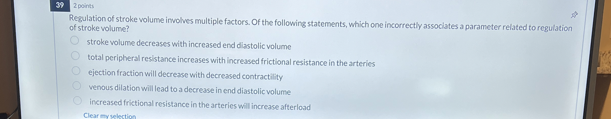 Solved 392 ﻿pointsRegulation of stroke volume involves | Chegg.com