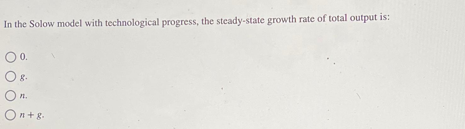 Solved In the Solow model with technological progress, the | Chegg.com
