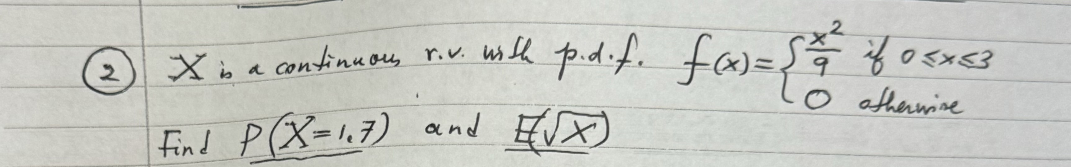 Solved (2) ﻿X is a continuous r.v. ﻿with | Chegg.com