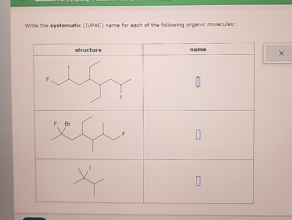 Solved Write the systematic (IUPAC) ﻿name for each of the | Chegg.com