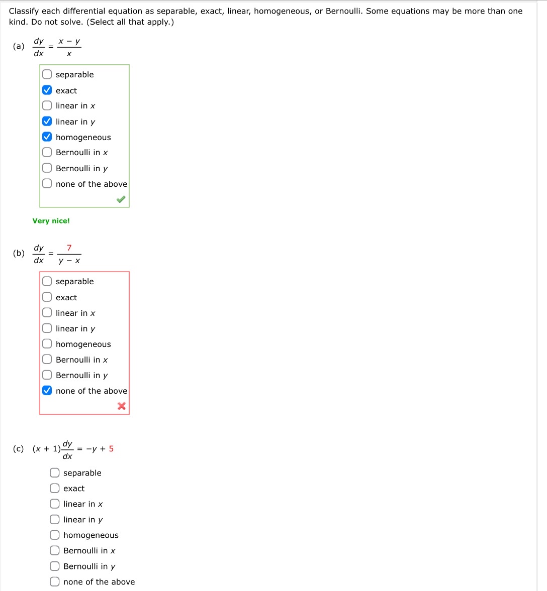 Solved Classify each differential equation as separable, | Chegg.com