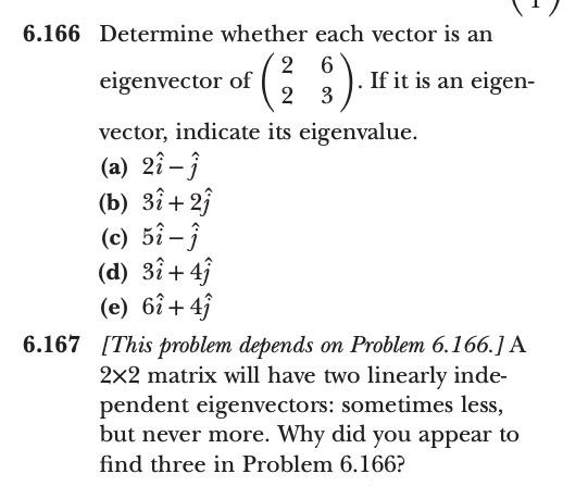 Solved 6.166 Determine whether each vector is an eigenvector | Chegg.com