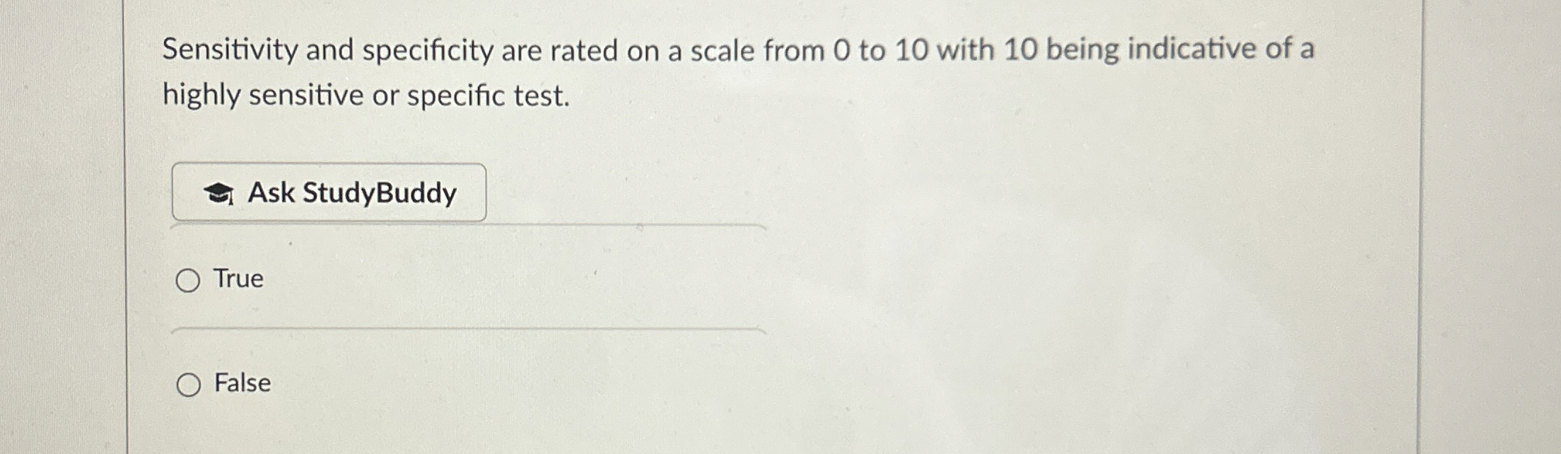 Sensitivity and specificity are rated on a scale from | Chegg.com