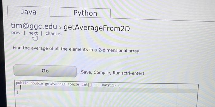 Solved Java Python Tim Getsumfrom2d Prev Next 0830