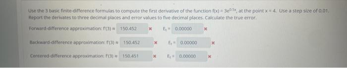 Solved Use the 3 basic finite-difference formulas to compute | Chegg.com