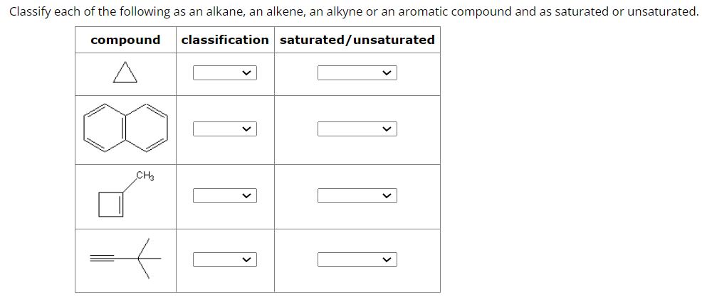 Solved Classify each of the following as an alkane, an | Chegg.com
