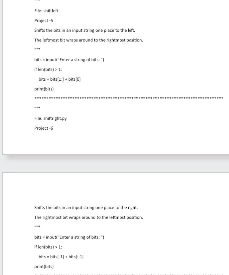 Note: Write these codes of projects 1-8 on replit and | Chegg.com