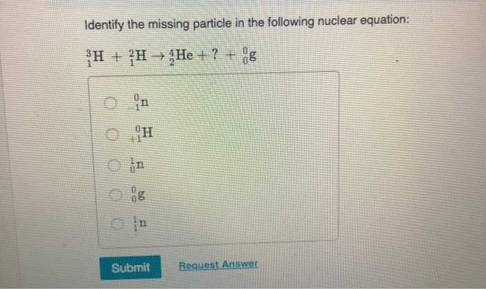 Solved Identify the missing particle in the following | Chegg.com