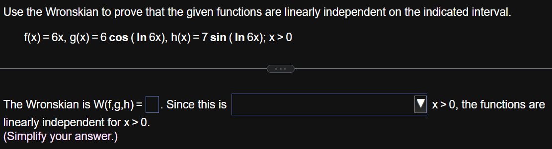 Solved Use the Wronskian to prove that the given functions | Chegg.com