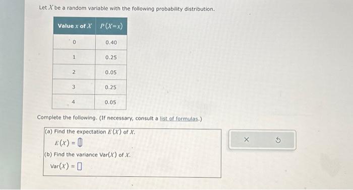 Solved Let X be a random variable with the following | Chegg.com
