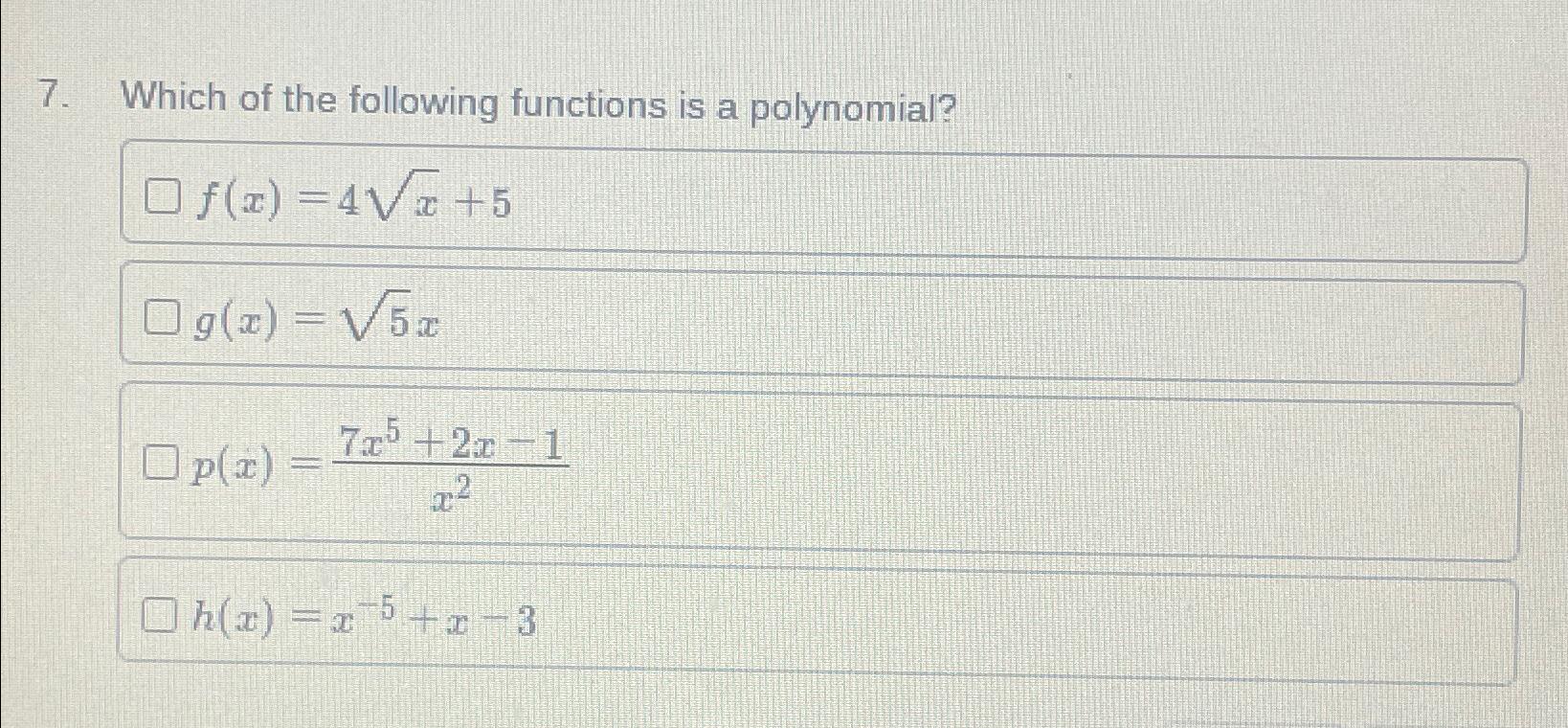 Solved Which of the following functions is a | Chegg.com