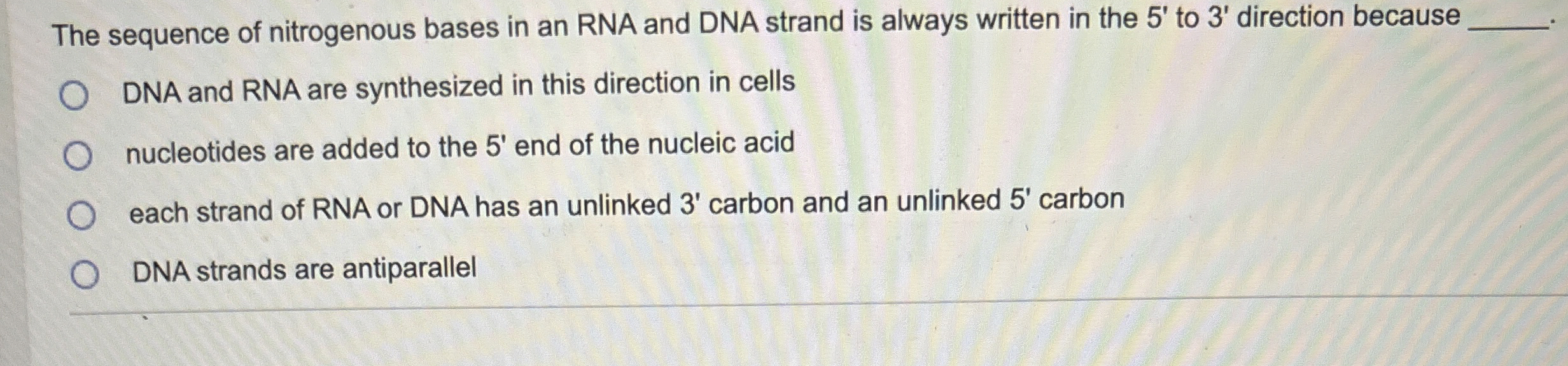Solved The sequence of nitrogenous bases in an RNA and DNA | Chegg.com