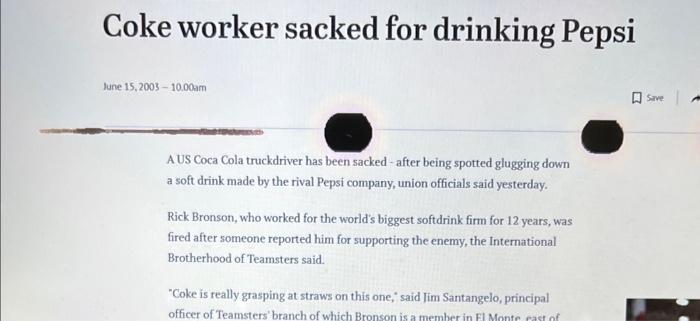 [Solved]: urgent needed Coca Cola Employee Fired Access the