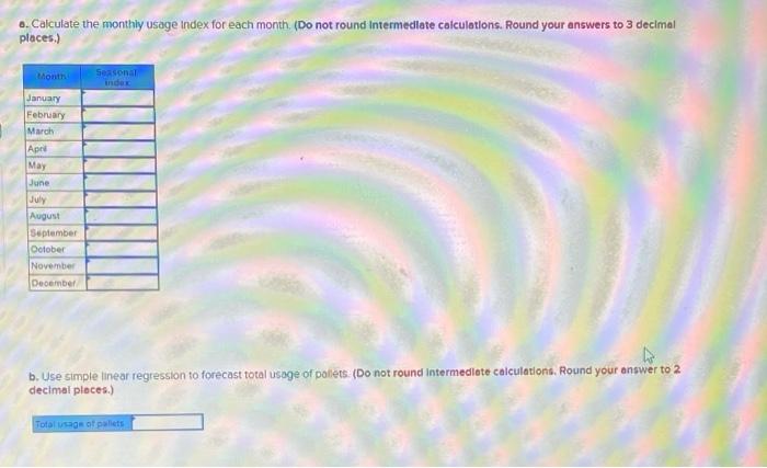 Solved Problem 12-12 (Static) Monthly usage data for pallets | Chegg.com