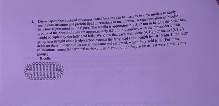 Solved 4. Disc-shaped phospholipid structures called | Chegg.com