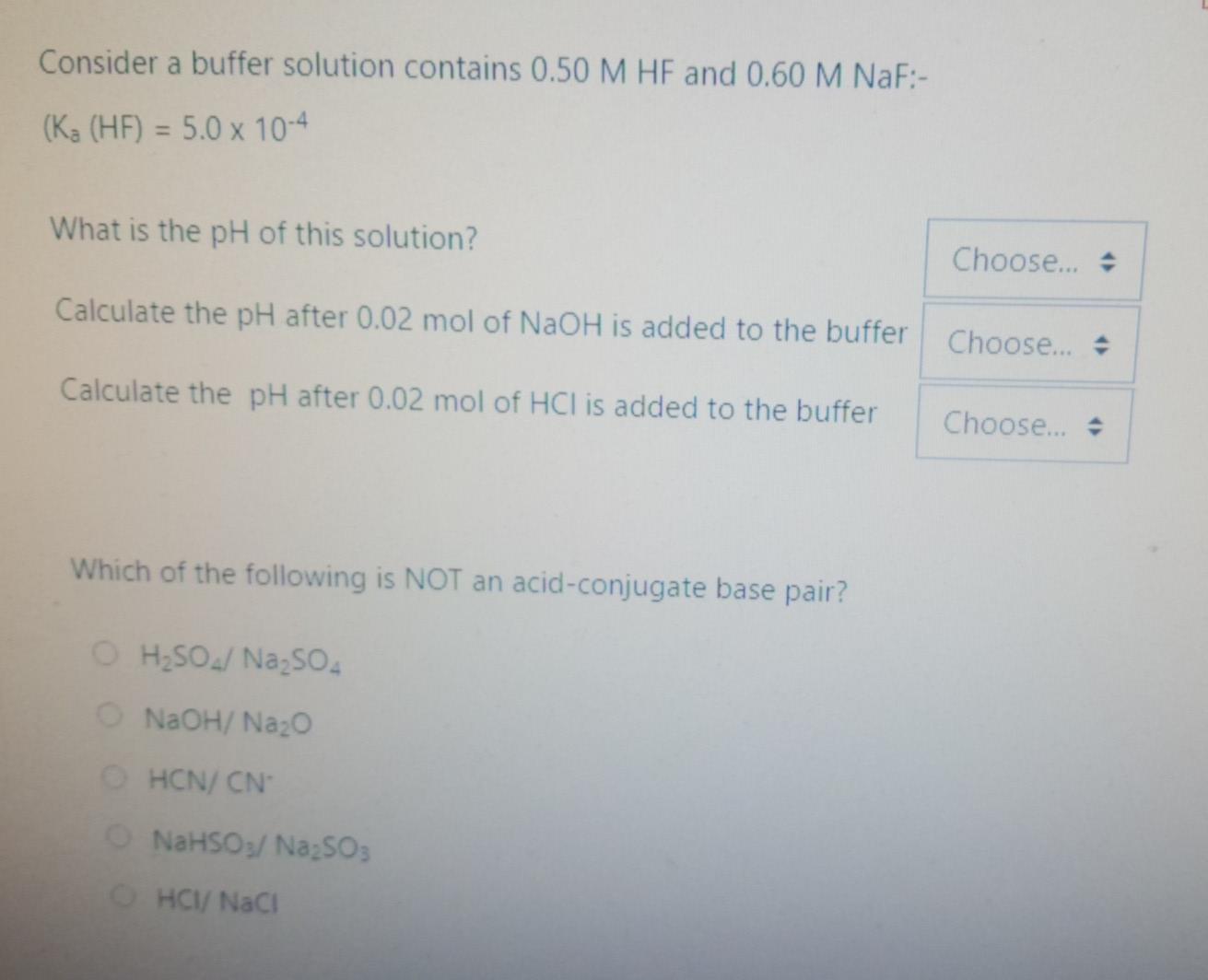Solved Consider a buffer solution contains 0.50 M HF and | Chegg.com