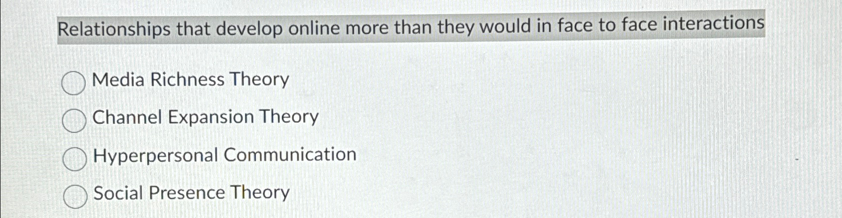 Solved Relationships that develop online more than they | Chegg.com