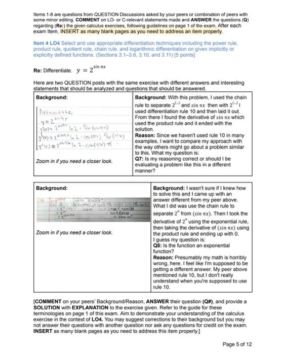 Solved Items 1-8 are questions from QUESTION Discussions | Chegg.com