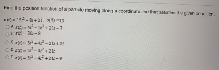 Solved Find the position function of a particle moving along | Chegg.com