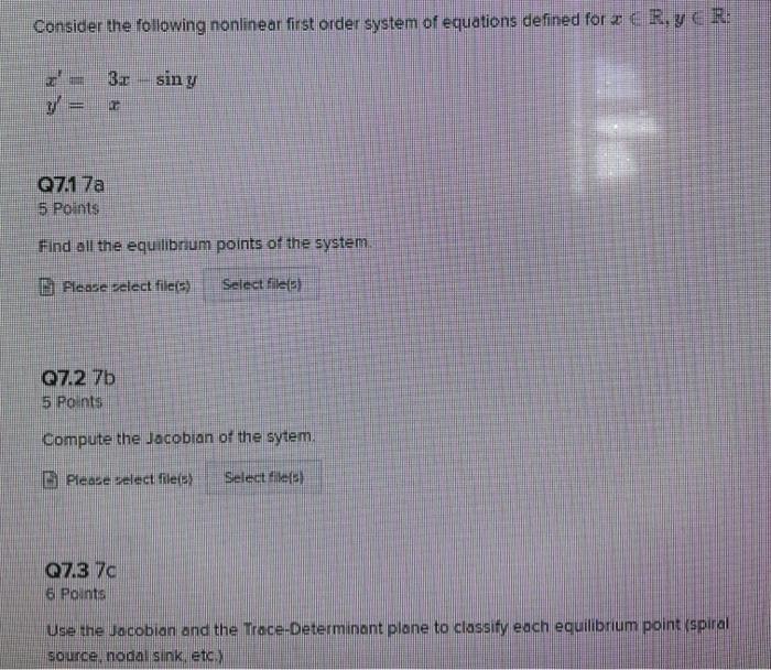 Solved Consider the following nonlinear first order system | Chegg.com