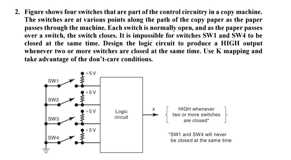 Solved 2. Figure shows four switches that are part of the | Chegg.com