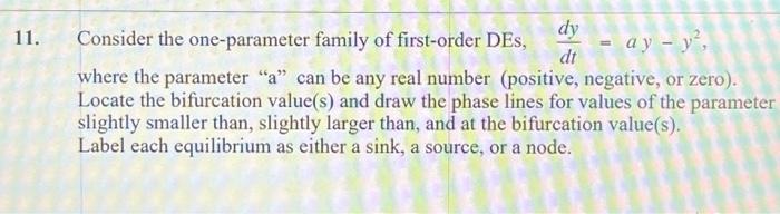 Solved Consider the one-parameter family of first-order DEs, | Chegg.com