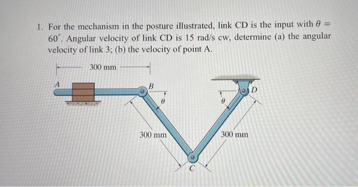 Solved 1. For the mechanism in the posture illustrated, link | Chegg.com