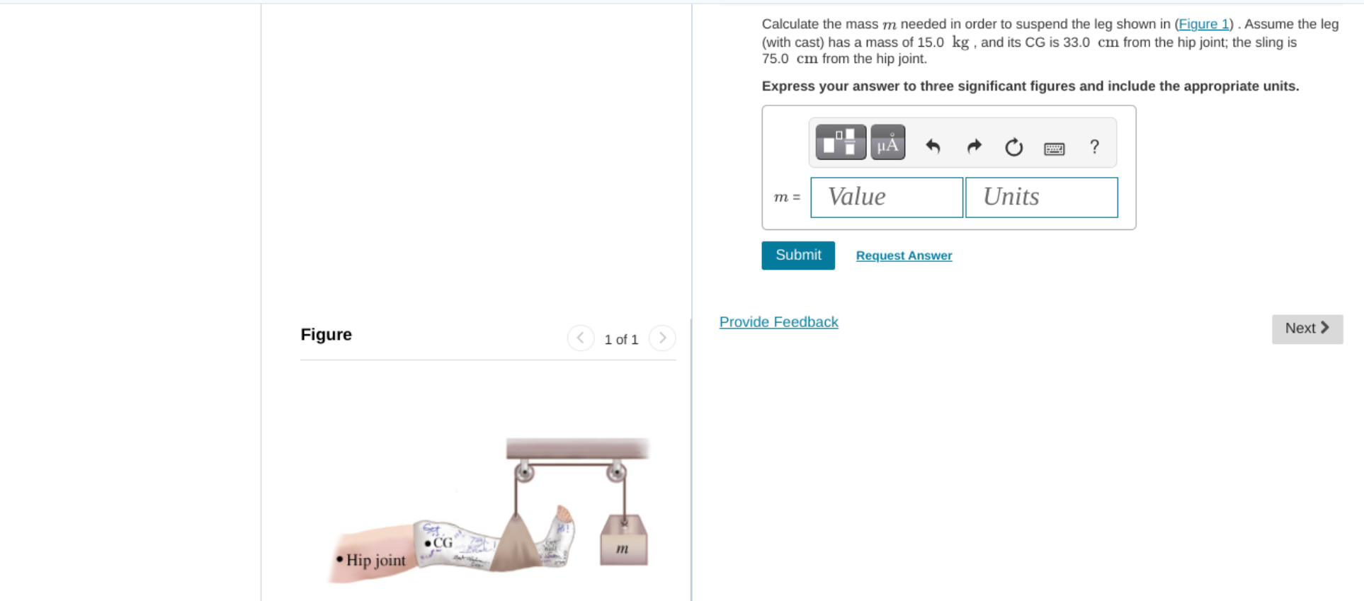 Solved Calculate the mass m ﻿needed in order to suspend the | Chegg.com