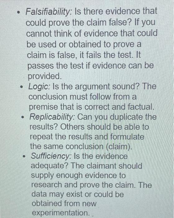 Solved - Falsifiability: Is there evidence that could prove | Chegg.com