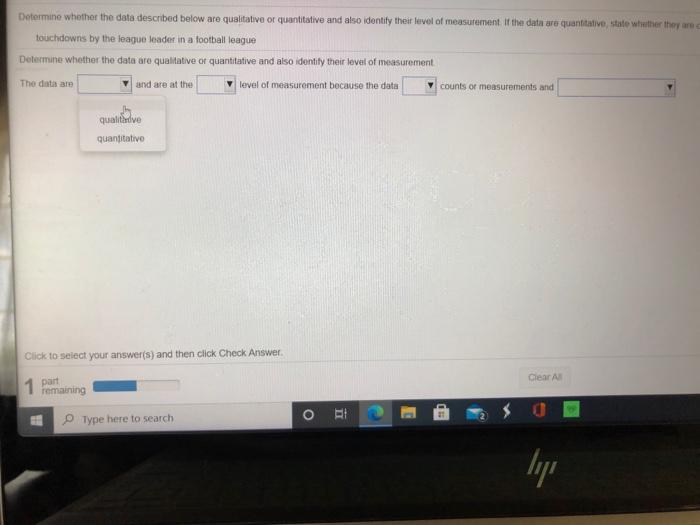 Solved Determine whether the data described below are | Chegg.com