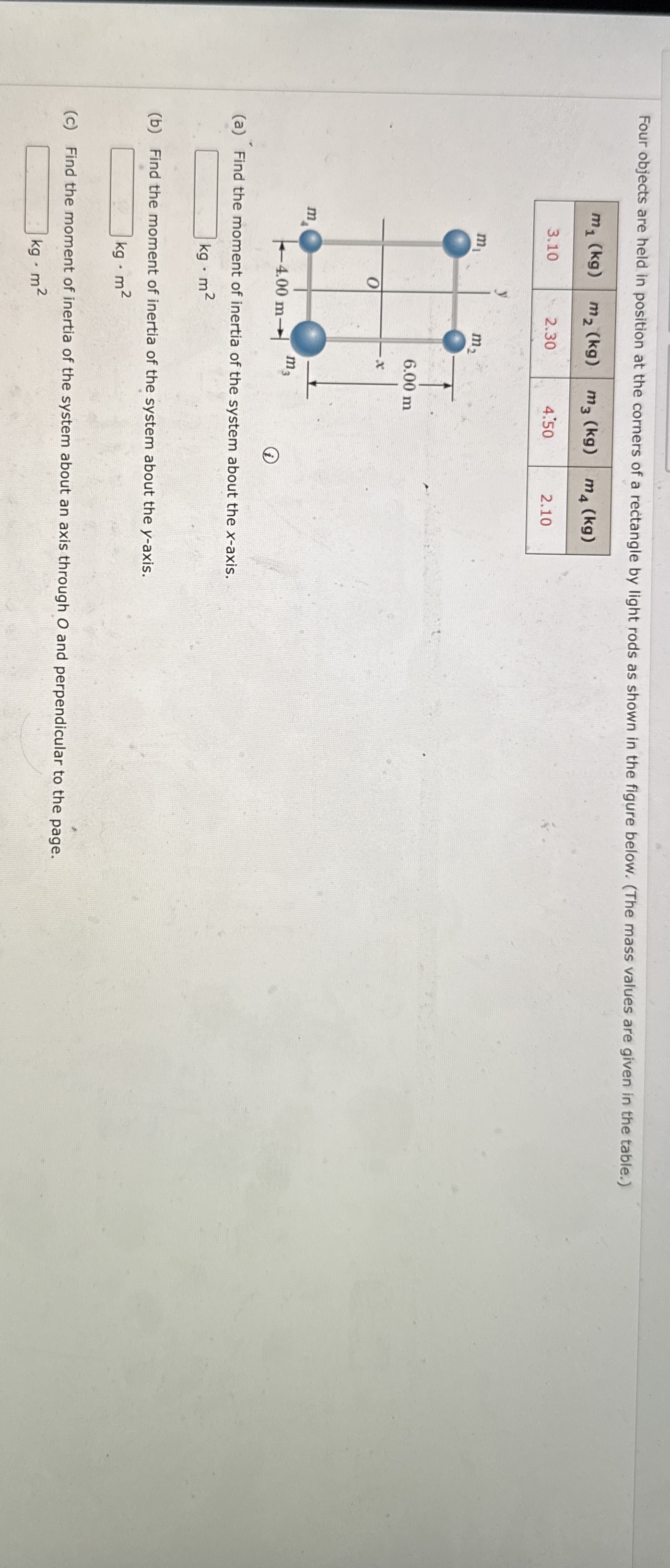 Solved Four objects are held in position at the corners of a | Chegg.com